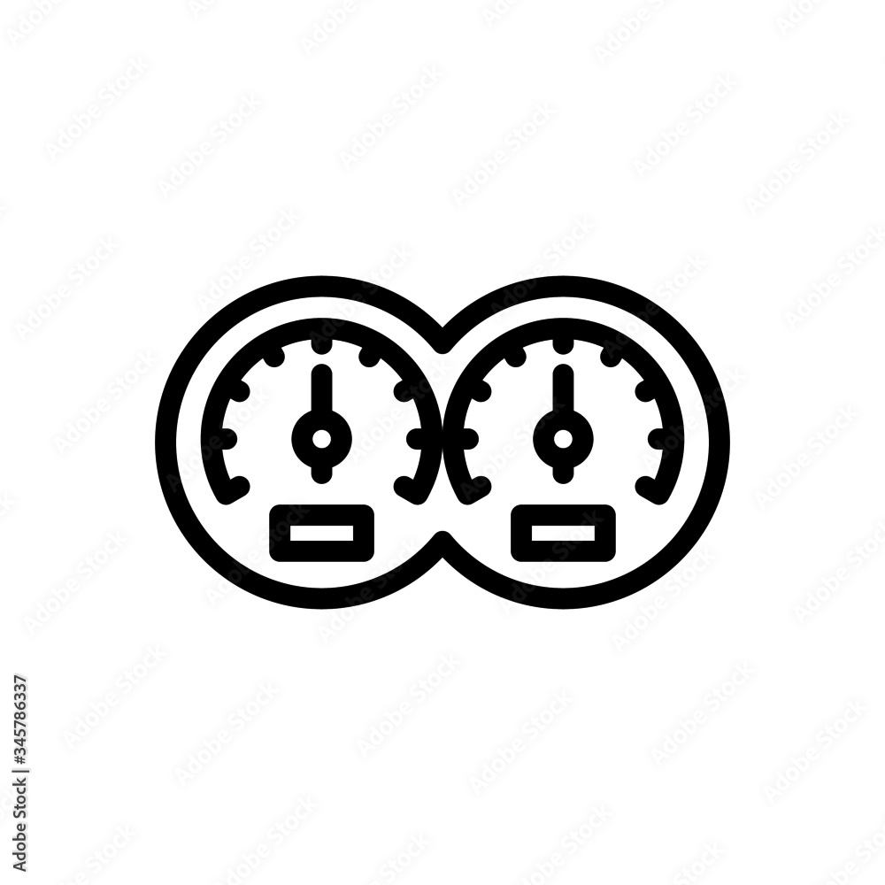 Dashboard Vector Line Icon in outline style on white background, speed ...