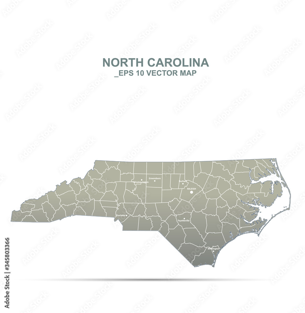 Vetor de north carolina map. vector map of north carolina in US. united ...