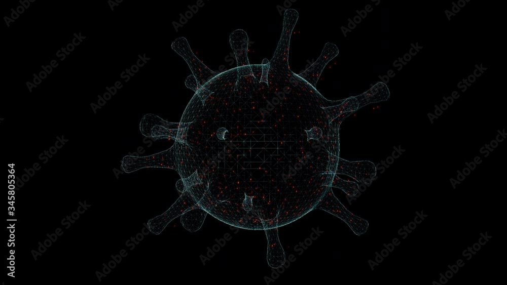 Vidéo Stock Virus Hologram Wireframe. Nice 3D Animation on a black ...