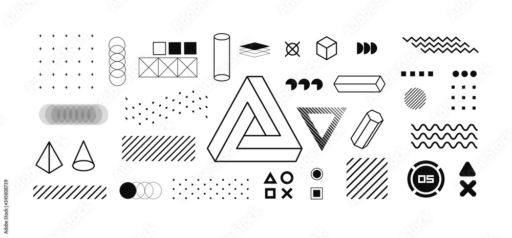Vecteur Stock Modern geometric shapes collection. Isolated trendy ...