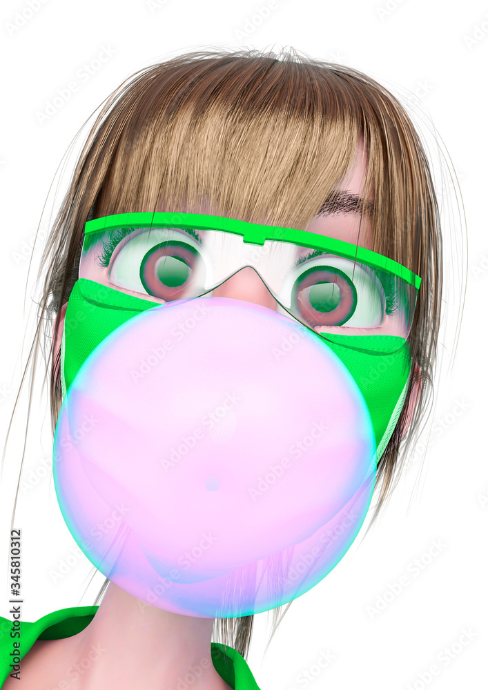 nurse cartoon is blowing a bubble with bubblegum id profile picture in ...