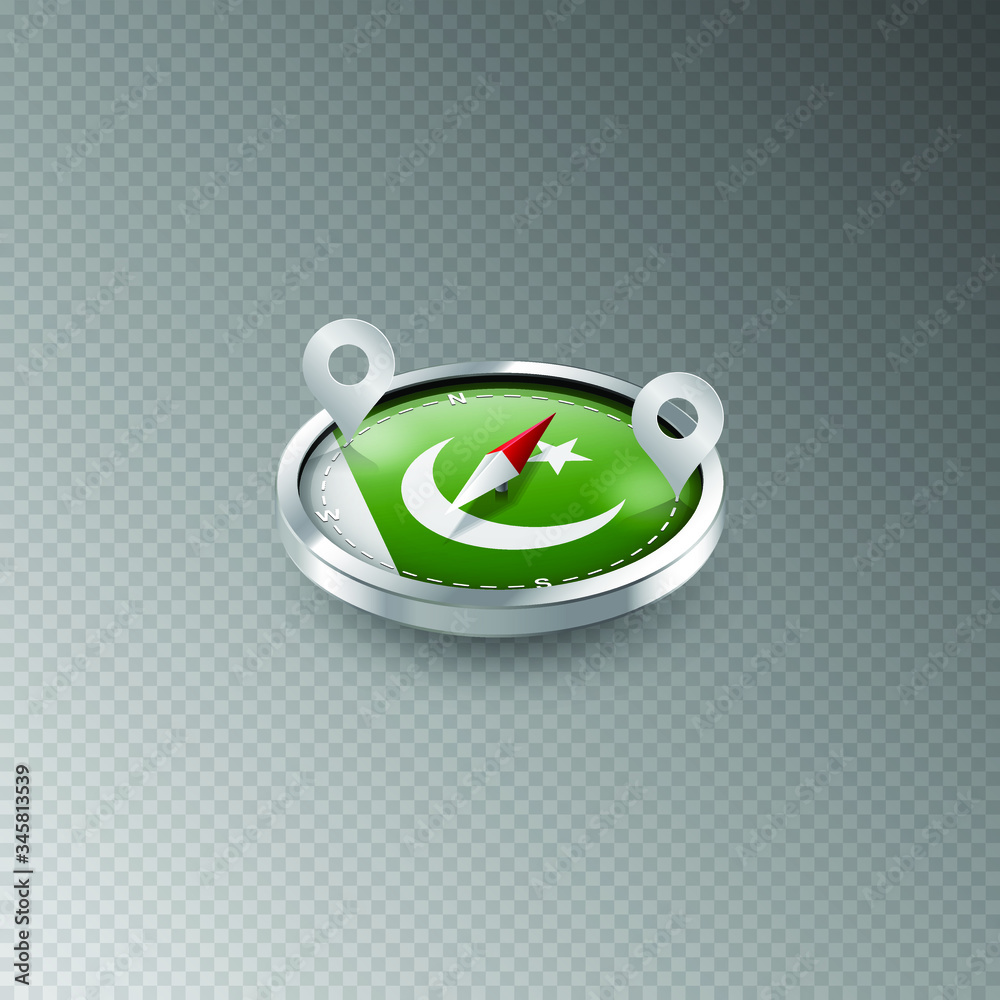 Illustration of a compass with the flag of PAKISTAN on a transparent ...