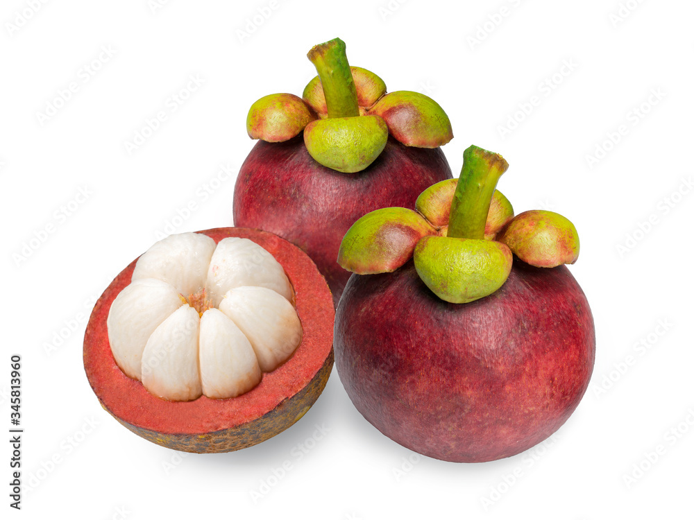 Mangosteen isolated on white background collection , Mangosteen the ...