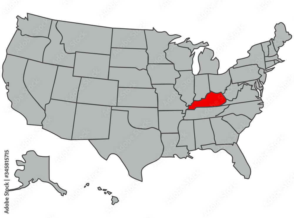 Vector map of the United States of America. State Kentucky illustration ...