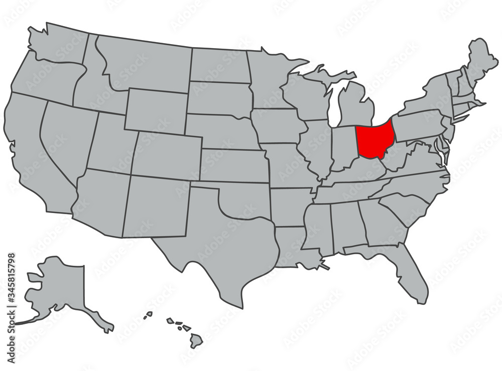Vector map of the United States of America. State Ohio illustration in ...