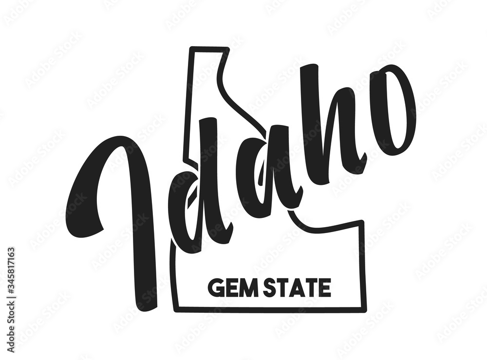 Idaho vector illustration. Gem State nickname. United States of America ...