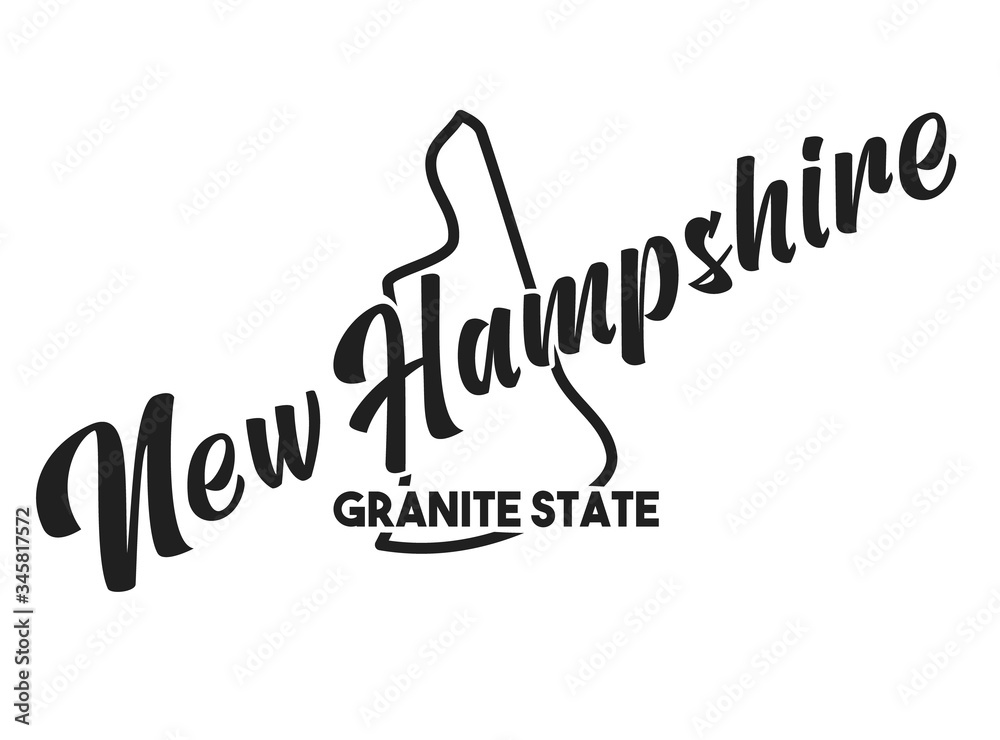 Vector silhouette of New Hampshire with a nickname inscription Granite ...