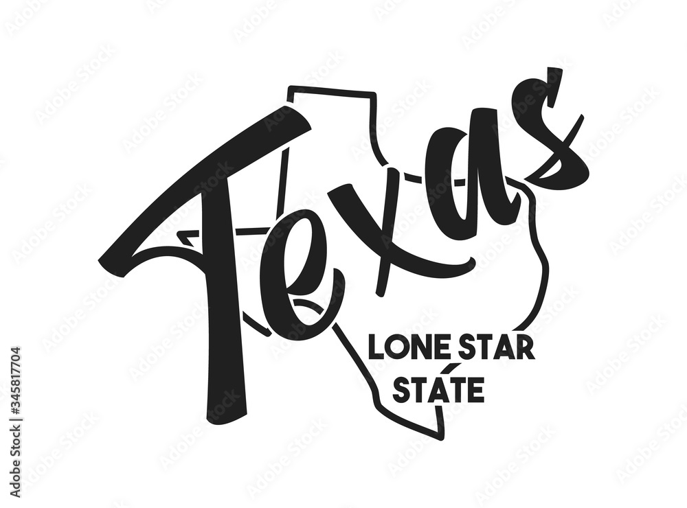 Vetor de Texas vector silhouette. Nickname Lone Star State. Hand-drawn ...