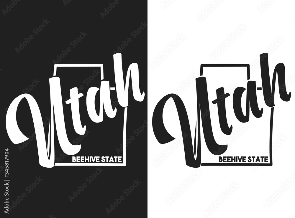 Vetor do Stock: Vector illustration of Utah. Black and white logo of ...