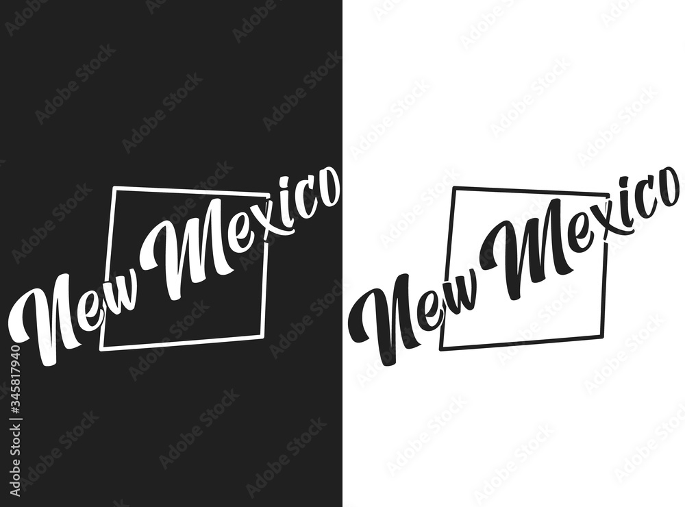 New Mexico vector illustration. Black and white logo of the name of the ...