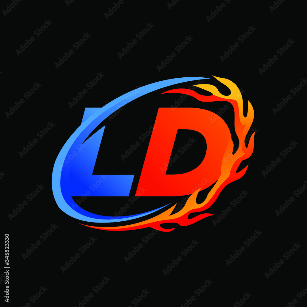 Initial Letters LD Fire Logo Design Stock Vector | Adobe Stock