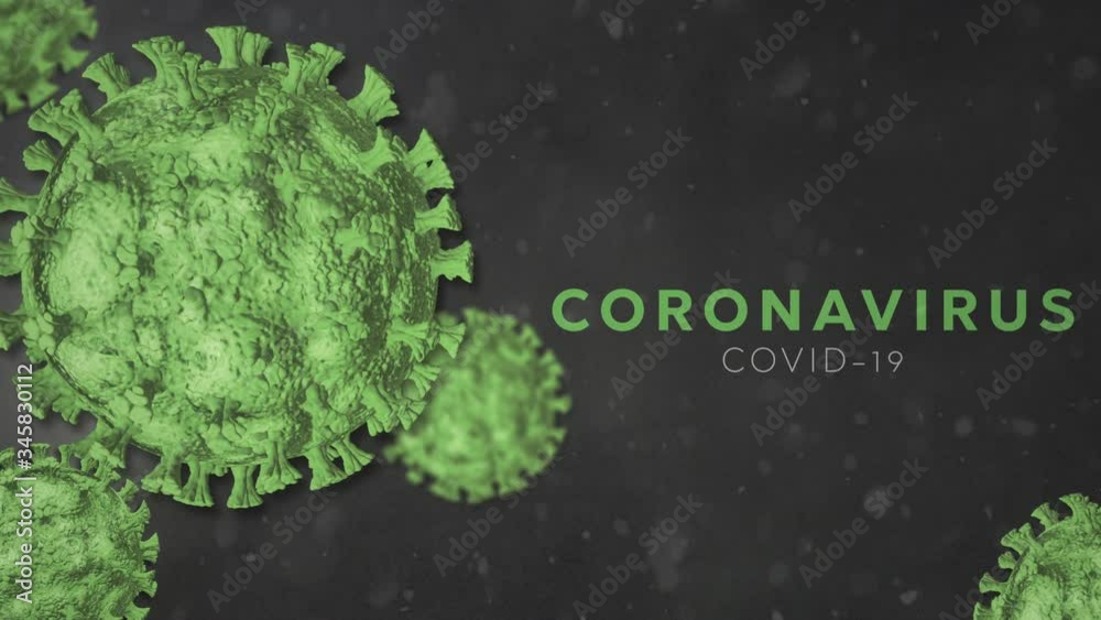 Green 3D Animation of the Coronavirus (COVID-19) on abstract black ...