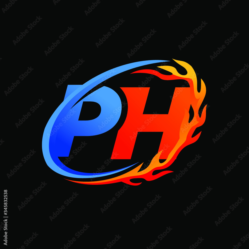 Initial Letters PH Fire Logo Design Stock Vector | Adobe Stock