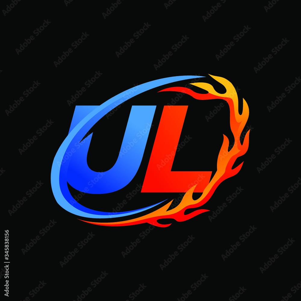 Initial Letters UL Fire Logo Design Stock Vector | Adobe Stock