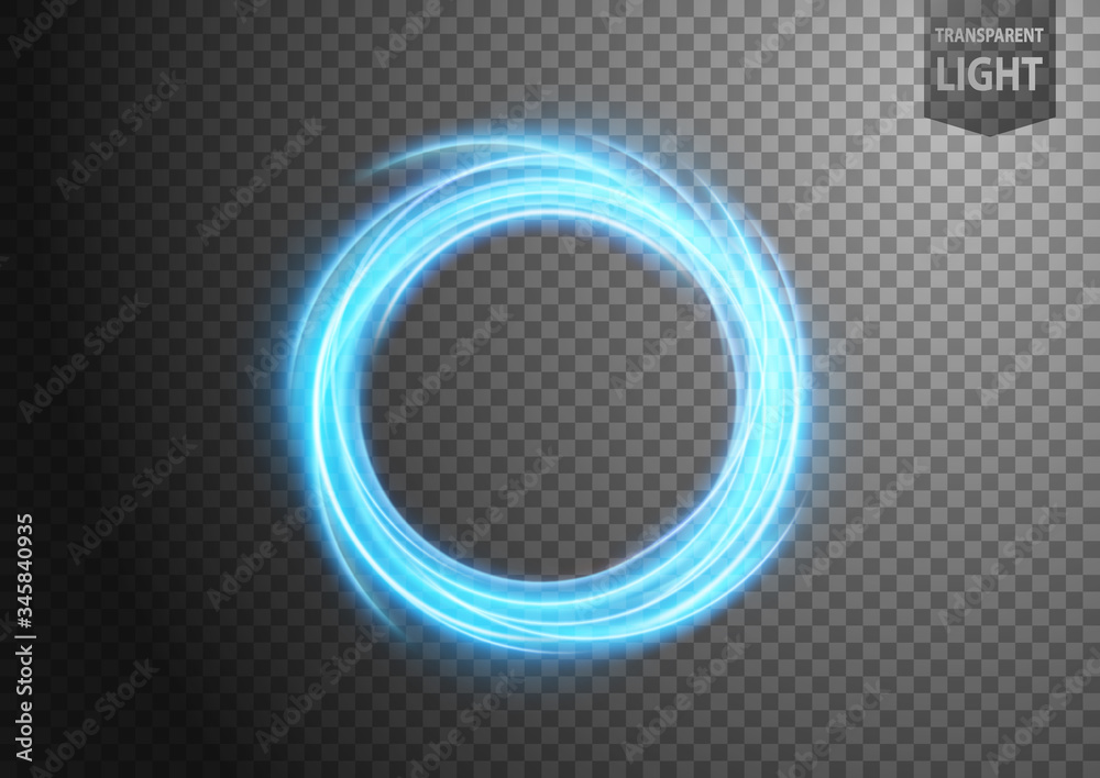 Abstract blue wavy line of light with a transparent background ...