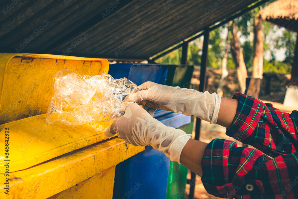 Group of people help garbage collection for to keep clean and take ...