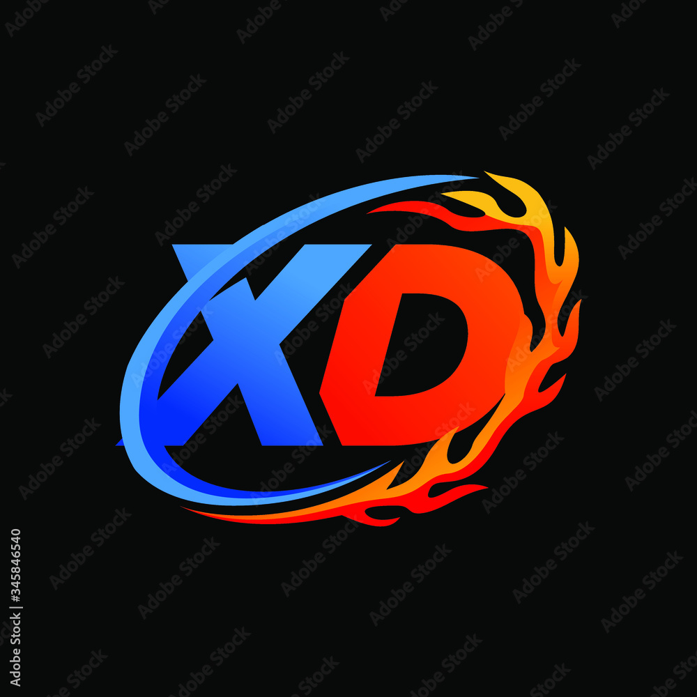 Initial Letters XD Fire Logo Design Stock Vector | Adobe Stock