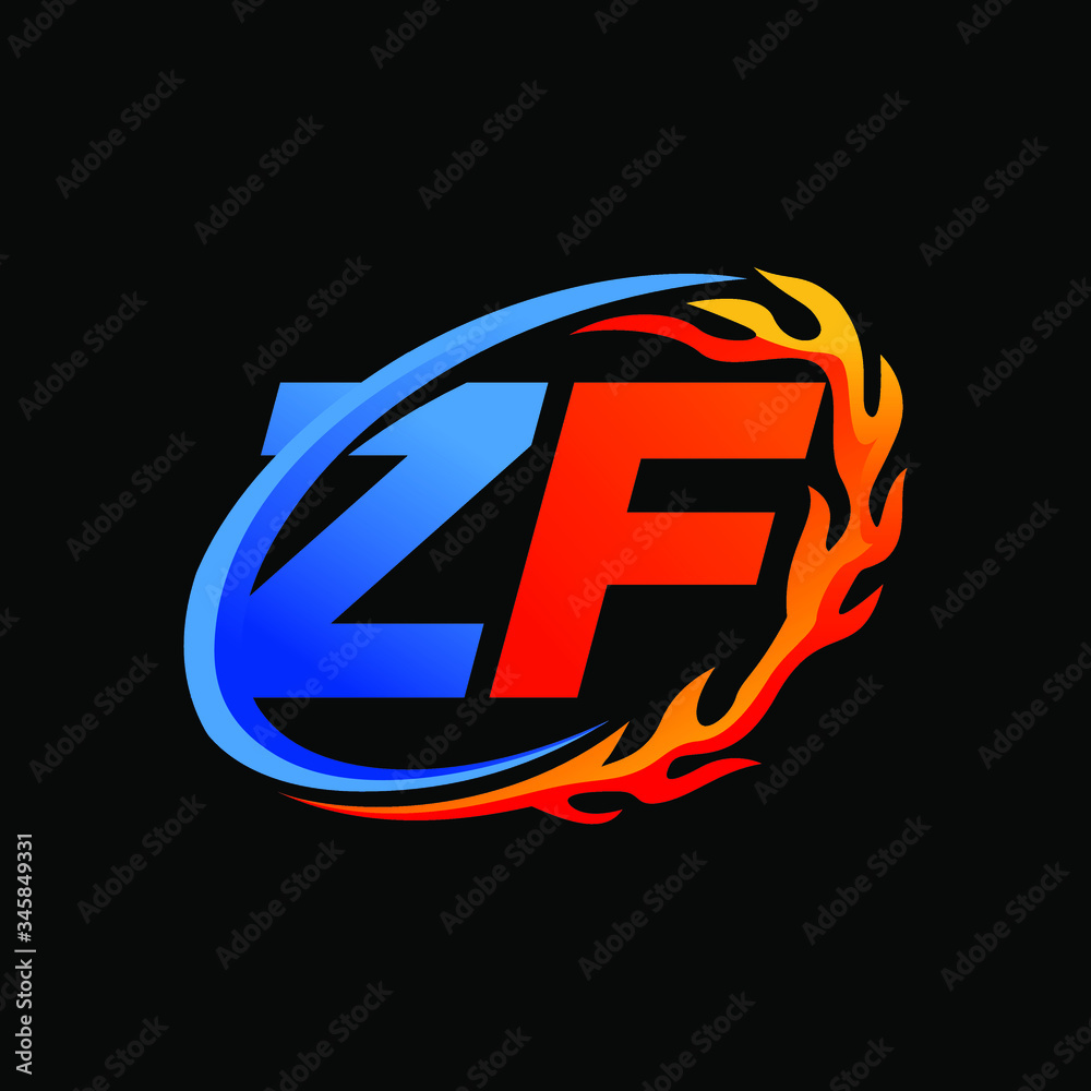Initial Letters ZF Fire Logo Design Stock Vector | Adobe Stock