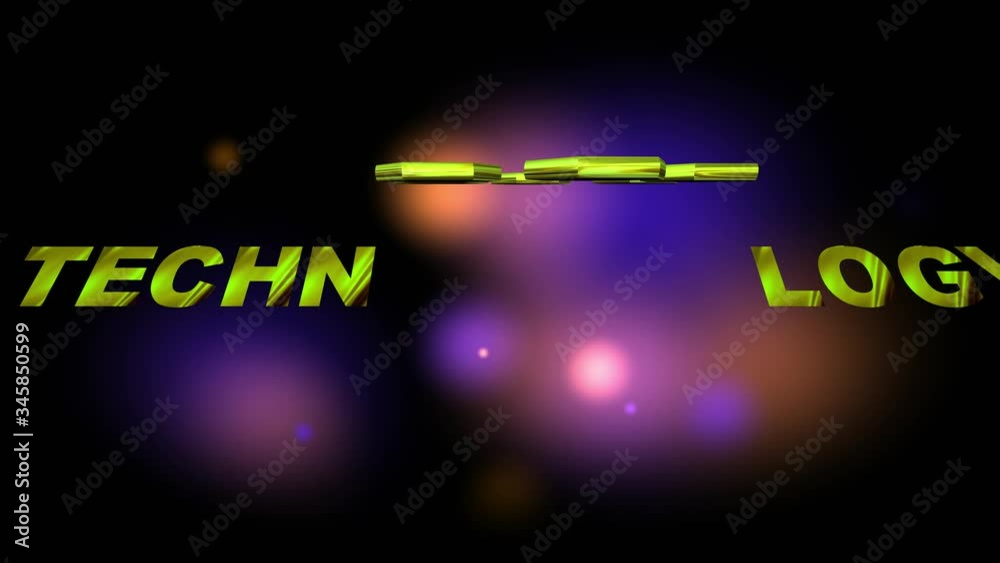 4k 3d animated text with 3d text with word TECHNOLOGY turning and ...