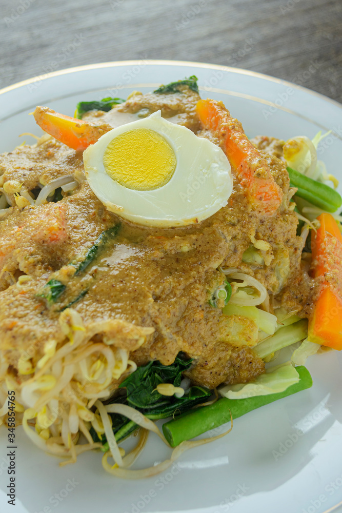 Pecel or pecel sayur, indonesian traditional food made from various ...