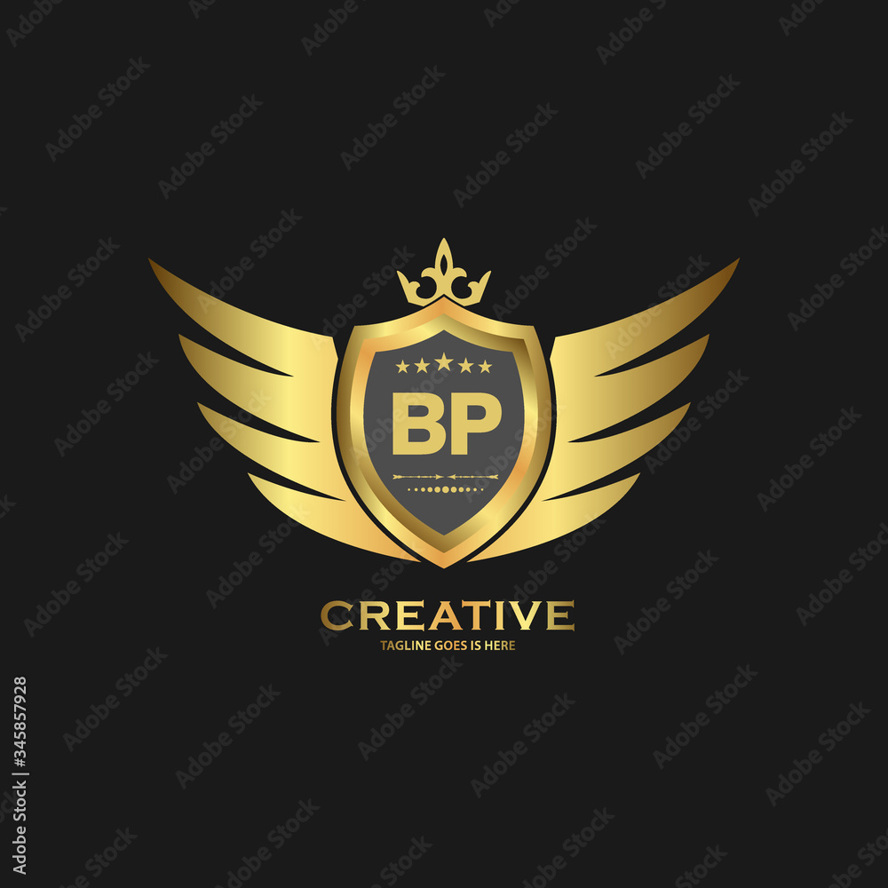 Abstract letter BP shield logo design template. Premium nominal ...