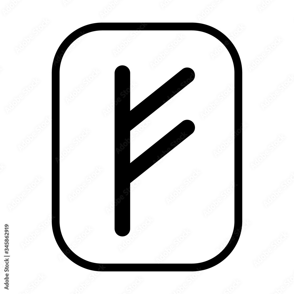 Fehu rune - the symbol or sign of wealth or livestock line art vector ...