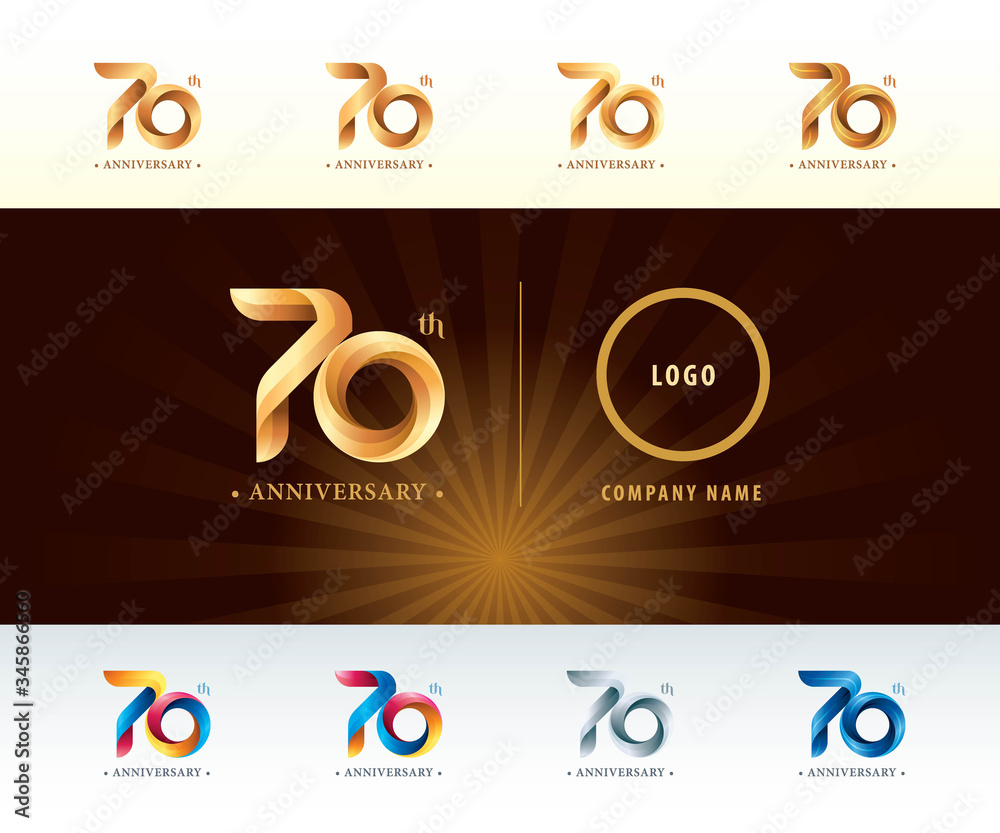 Set of 70th Anniversary logotype design, Seventy years celebration ...
