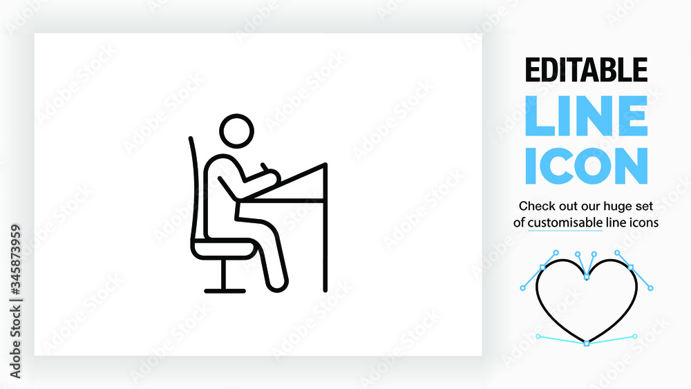 Editable line icon of a stick figure architect or graphic designer ...