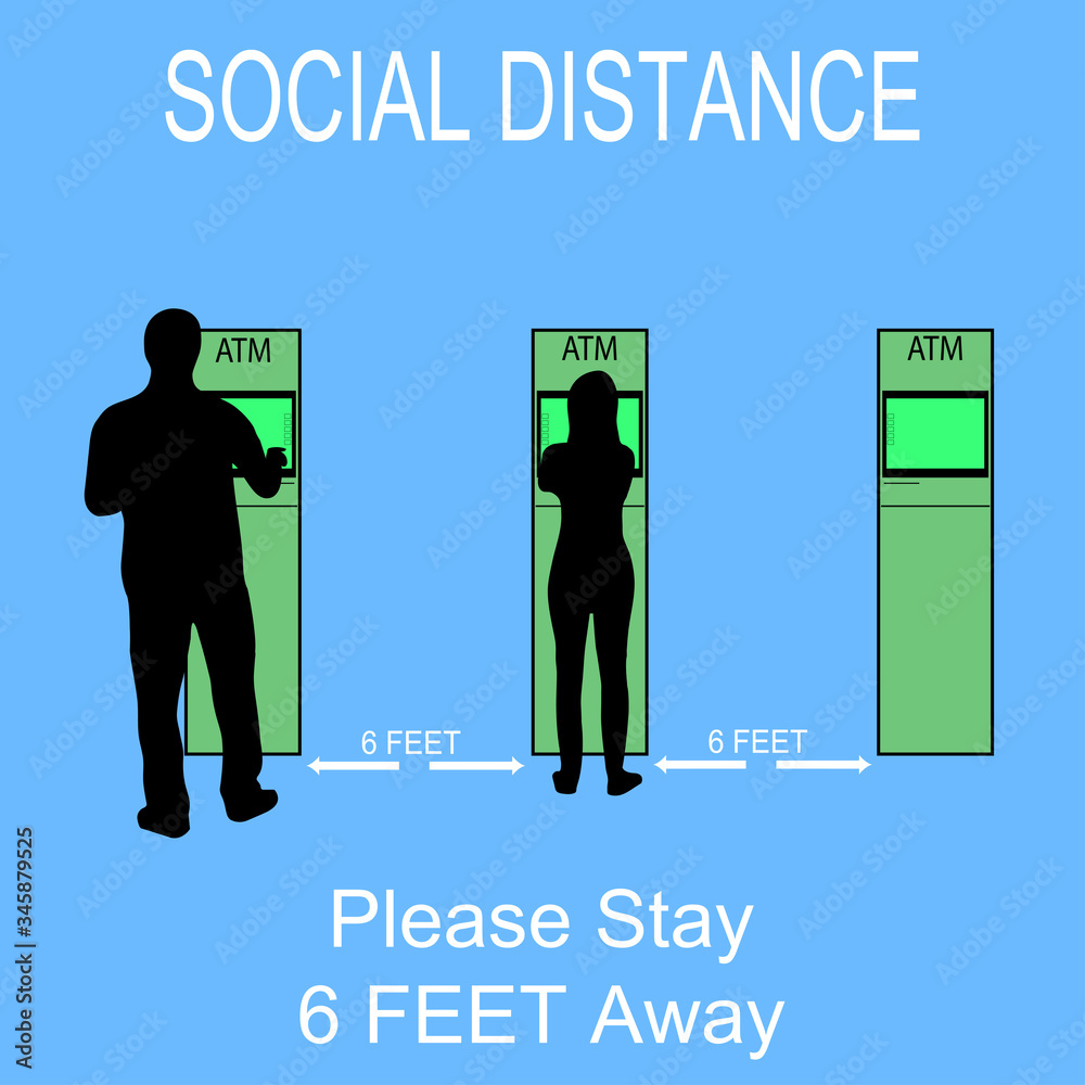 ATM cash dispenser pictures with silhouettes of people, people to stand ...