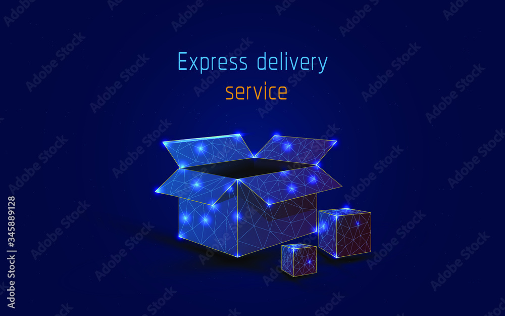 open and closed box, delivery of goods online to doors, to any place ...