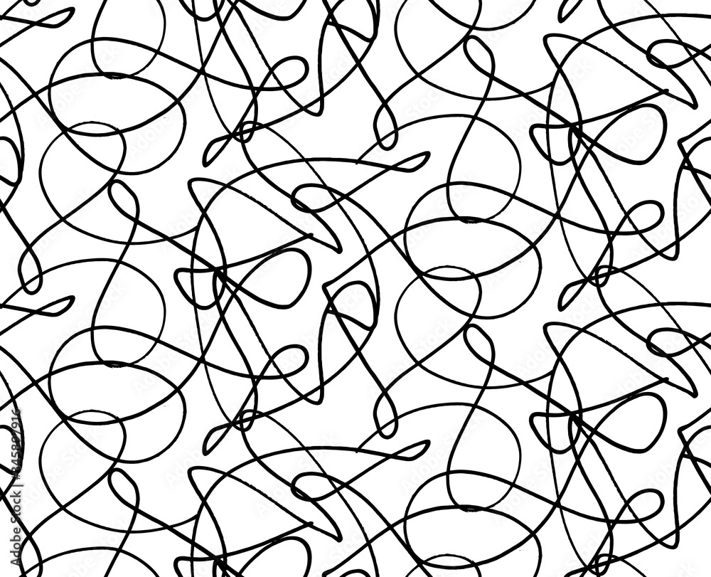 Squiggle pattern, seamless freehand texture. Random intersecting ...