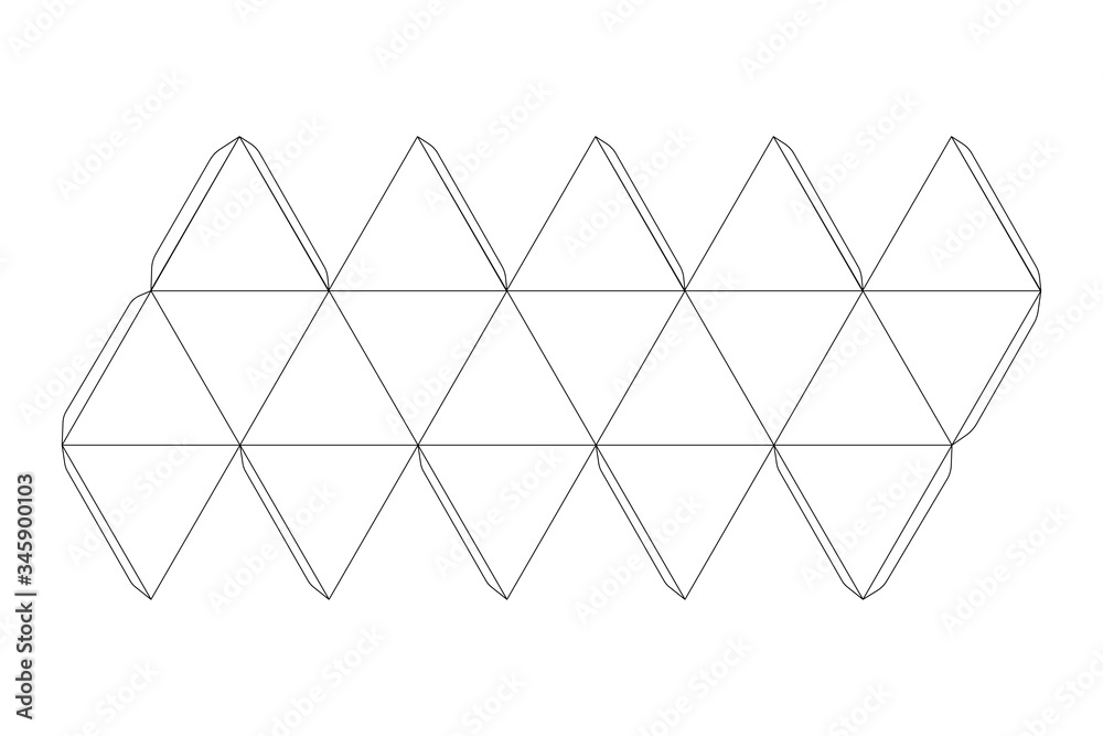 Paper icosahedron template, trim scheme on white Stock Vector | Adobe Stock