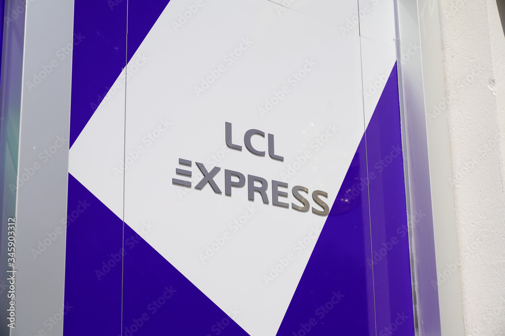 lcl express logo sign le credit Lyonnais french bank signage store ...