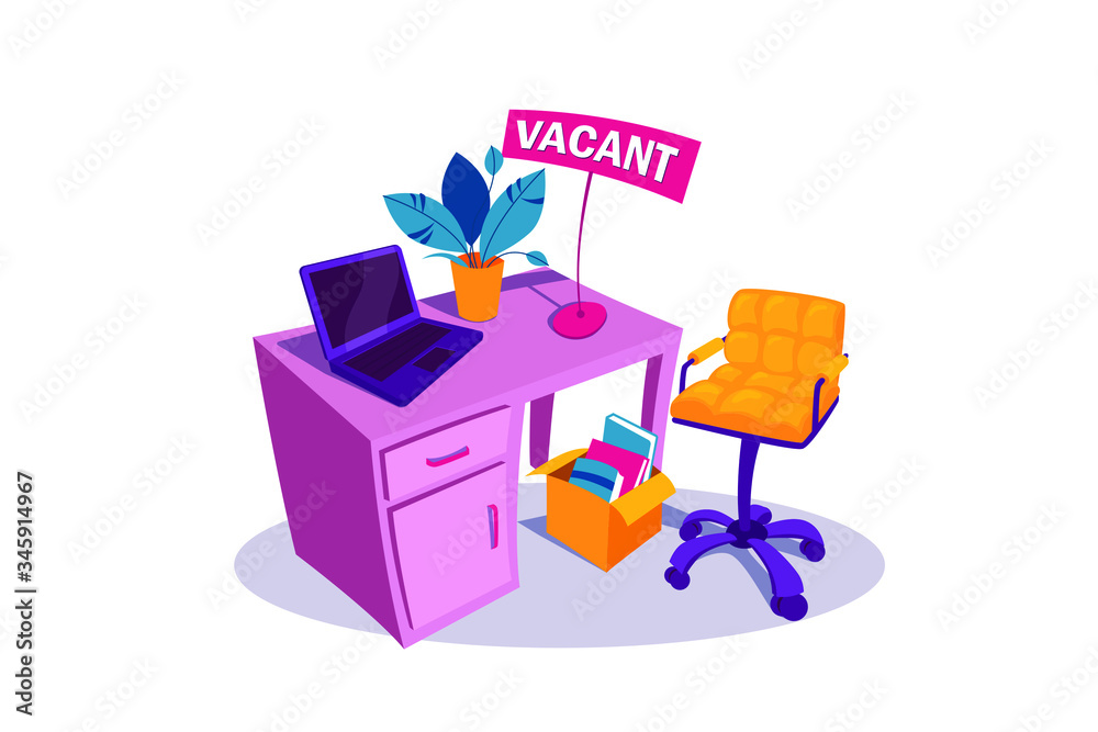 vacant sign on the office table. laptop, plant on the desk. work area ...