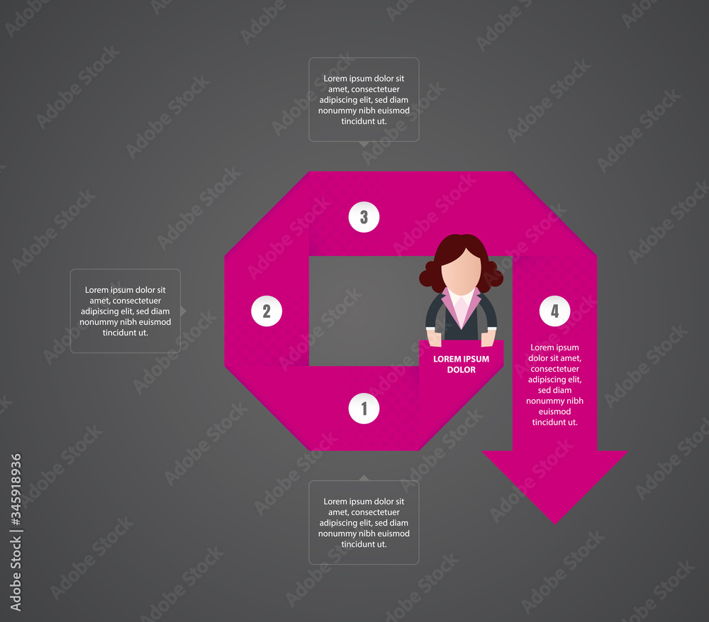 Vector directional twisted pink arrows - Timeline. Template infographic ... Vector directional twisted pink arrows - Timeline. Template infographic ...