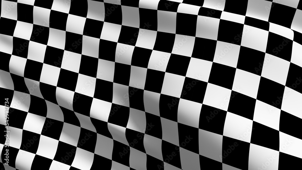 Checkered flag. Black and white square color. 3D rendering illustration ...