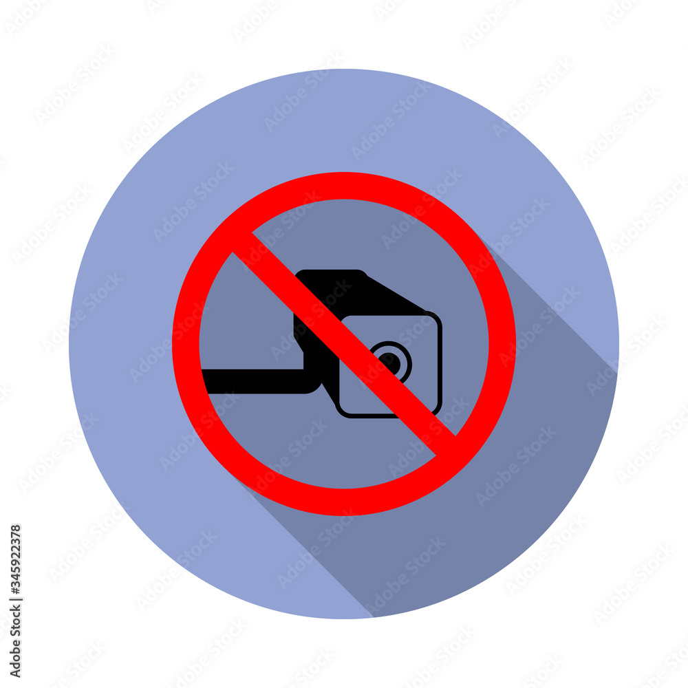 no security camera long shadow icon. Simple color vector of ban icons ...