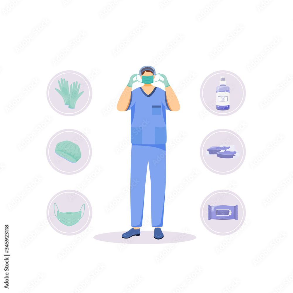 Medical hygiene products flat concept vector illustration. Surgical ...