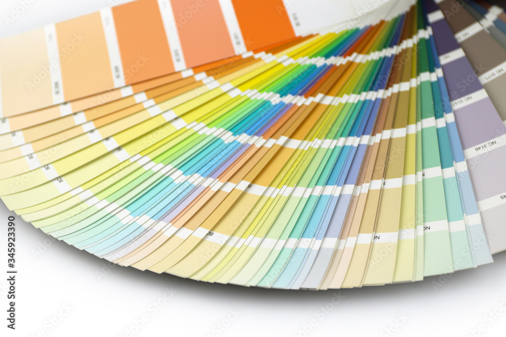 Color swatches book. Rainbow sample colors catalog. Isolated on white ...