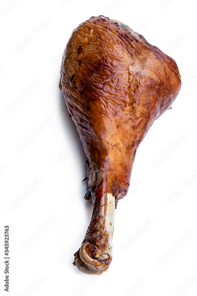 Roasted turkey leg isolated on white Stock Photo | Adobe Stock