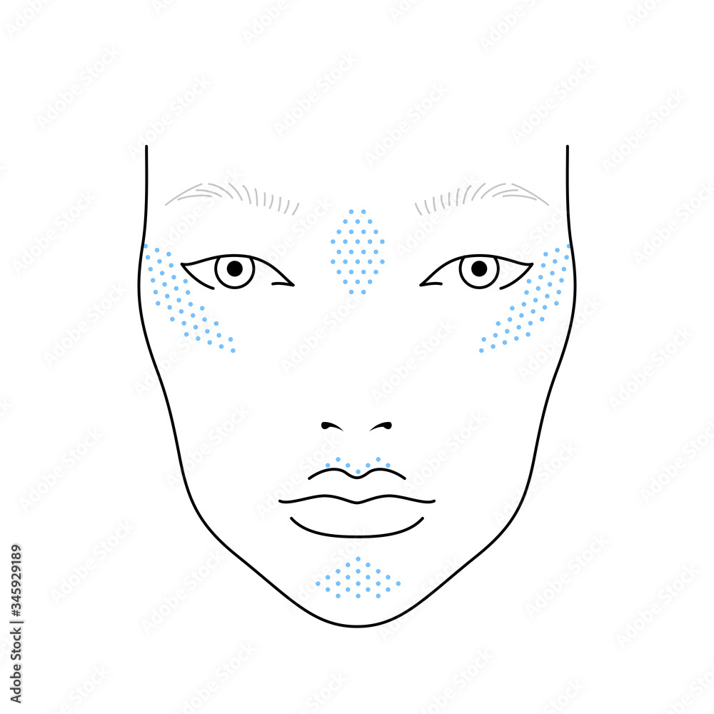 Face chart of female makeup Stock Vector | Adobe Stock