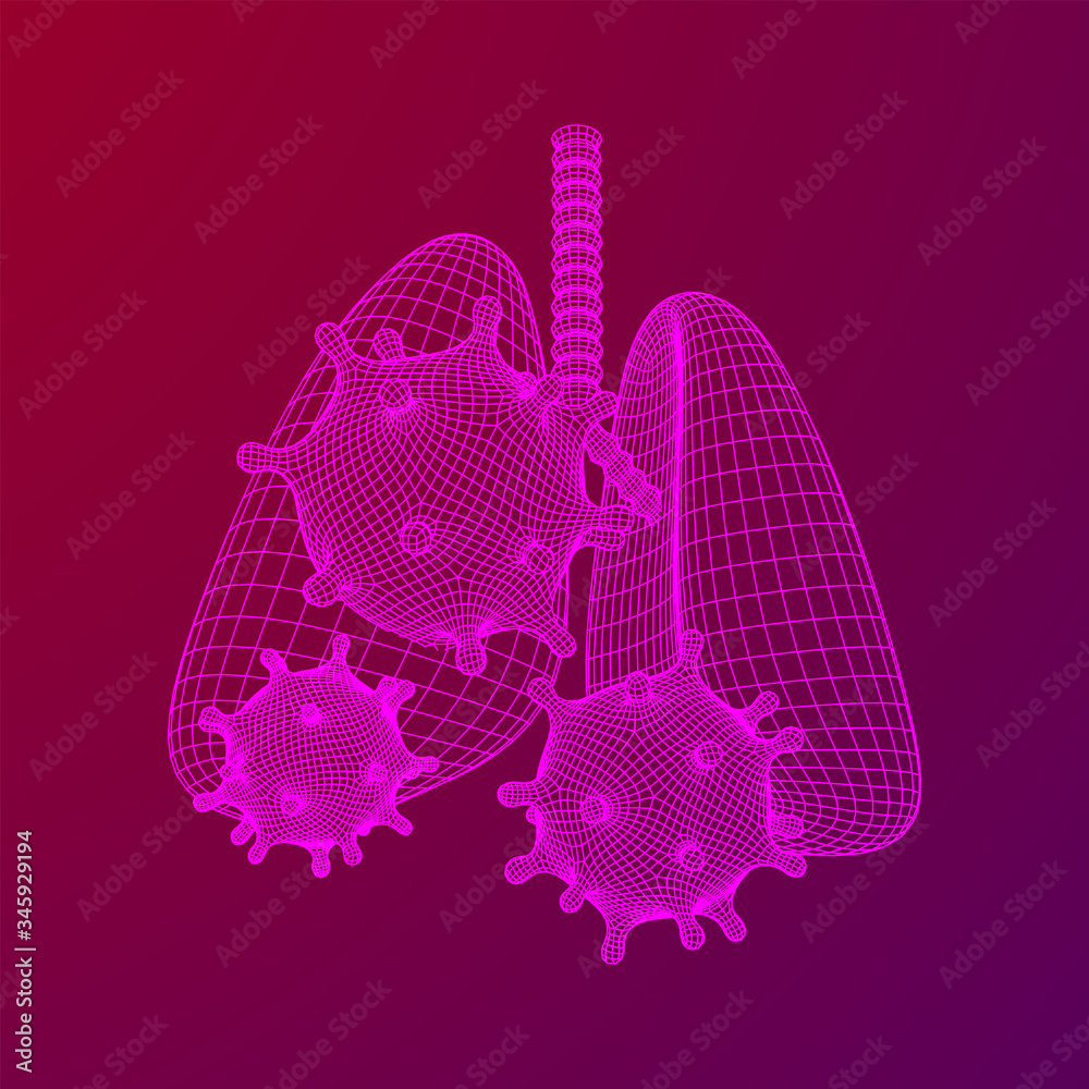 Corona Virus and Lungs with trachea bronchi internal organ human. Covid ...