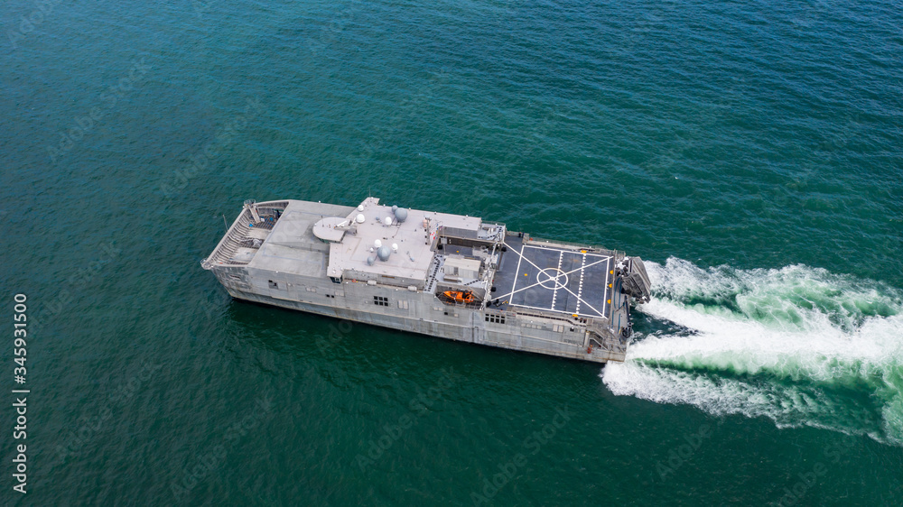 Aerial view landing craft, Aerial view landing ship navy military ship ...