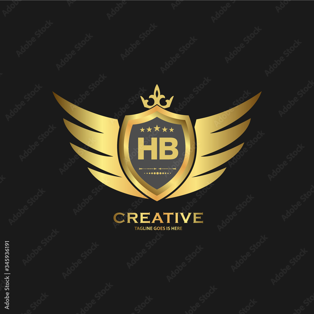 Abstract letter HB shield logo design template. Premium nominal ...