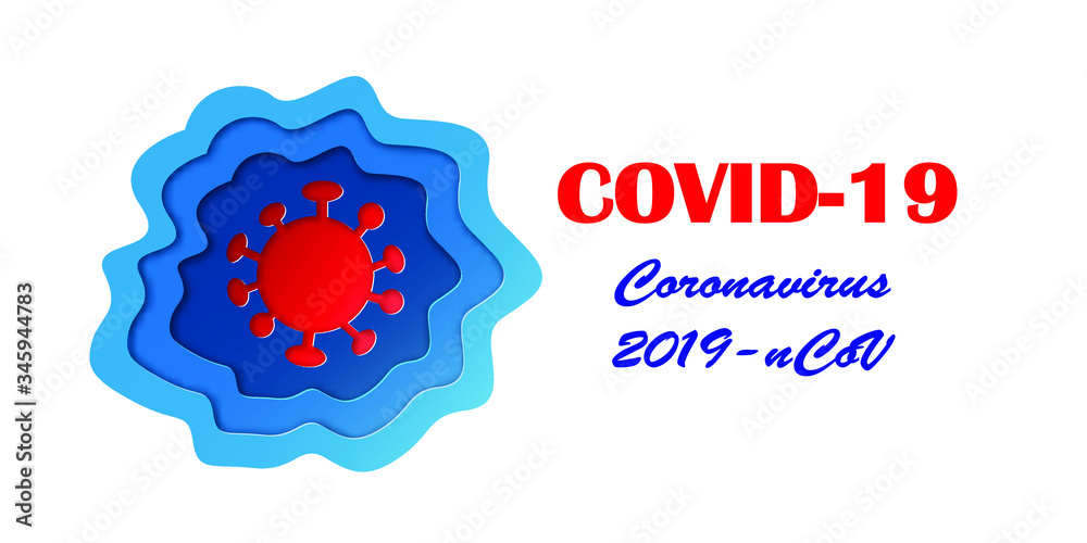 Paper art Corona-19 coronal virus concept is a font design logo World ...