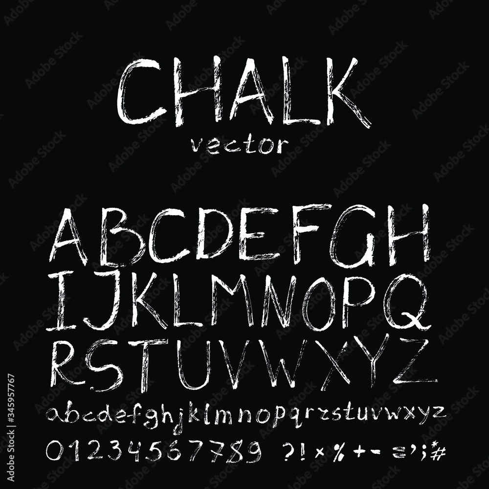 Vector imitation of chalk ABC with capitals, numbers, and special ...