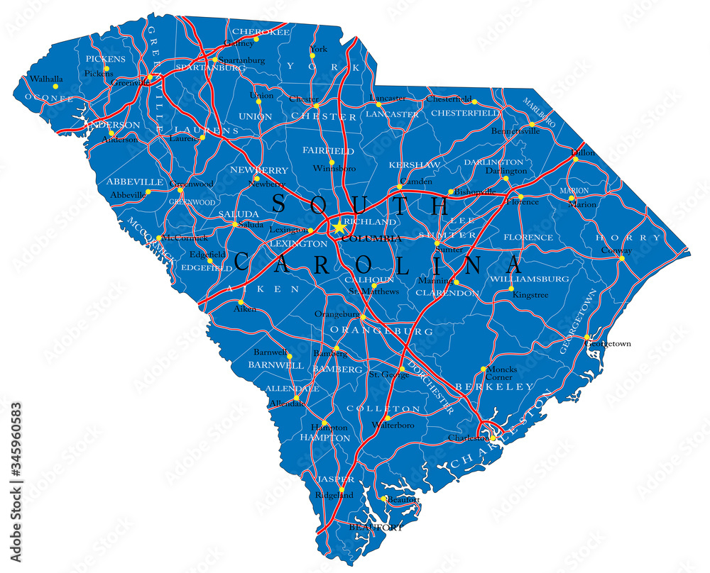 South Carolina state political map Stock Vector | Adobe Stock South Carolina state political map Stock Vector | Adobe Stock