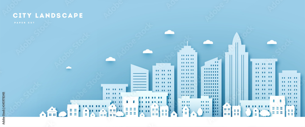 Cityscape in paper art style. Uraban Landscape paper cut with clouds ...