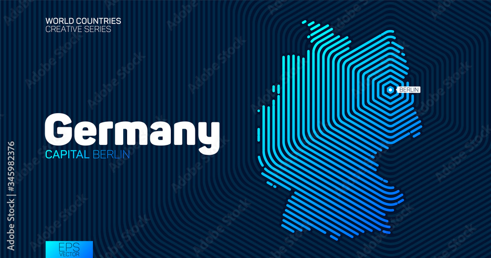 Abstract map of Germany with hexagon lines Stock Vector | Adobe Stock