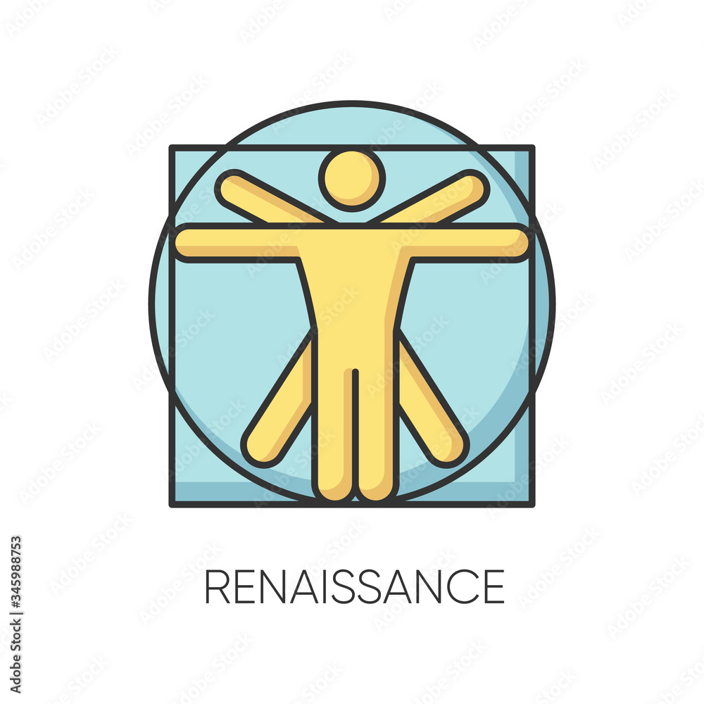 Renaissance art style RGB color icon. European cultural movement and ...